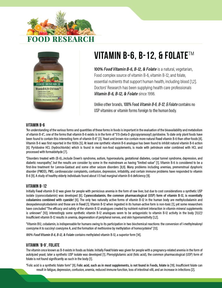 Vitamin B-6, B-12 & Folate™ Article – Doctors Research, Inc.
